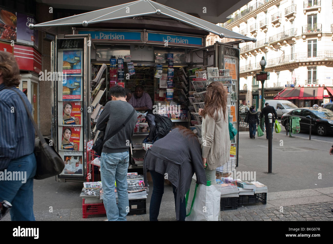 Paris, France, people Shopping at News Stand Store Kiosk, in Les Halles ...