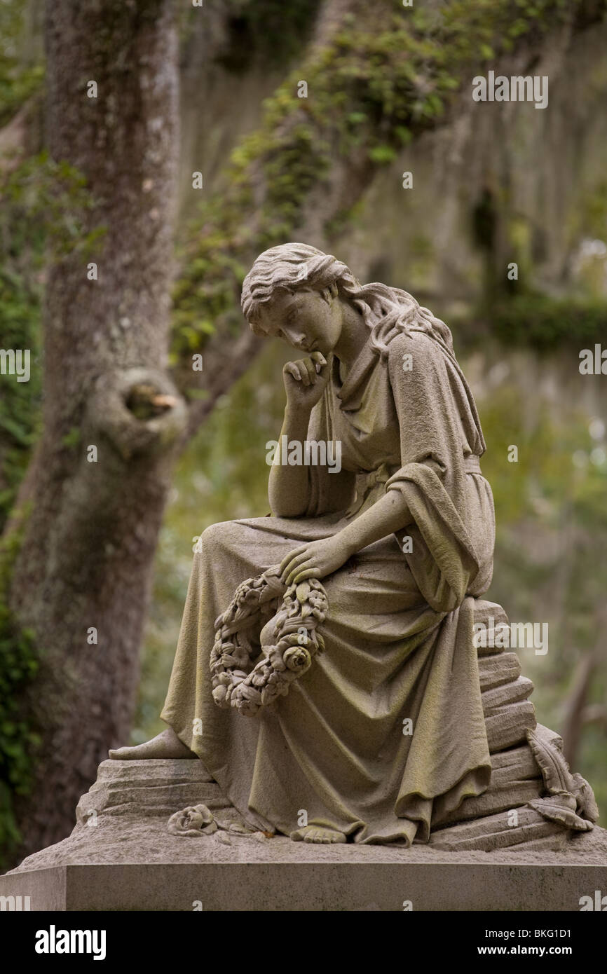 Statue of Eliza Wilhelmina Theus in historic Bonaventure Cemetery ...