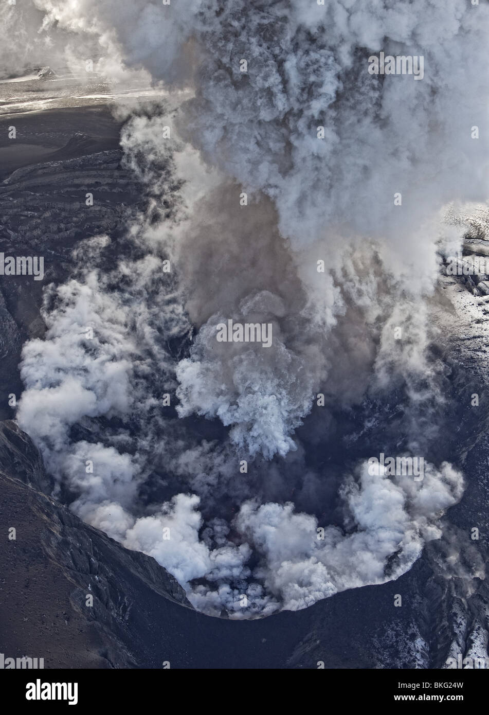 Aerial of Ash cloud from Eyjafjallajokull Volcano Eruption, Iceland ...