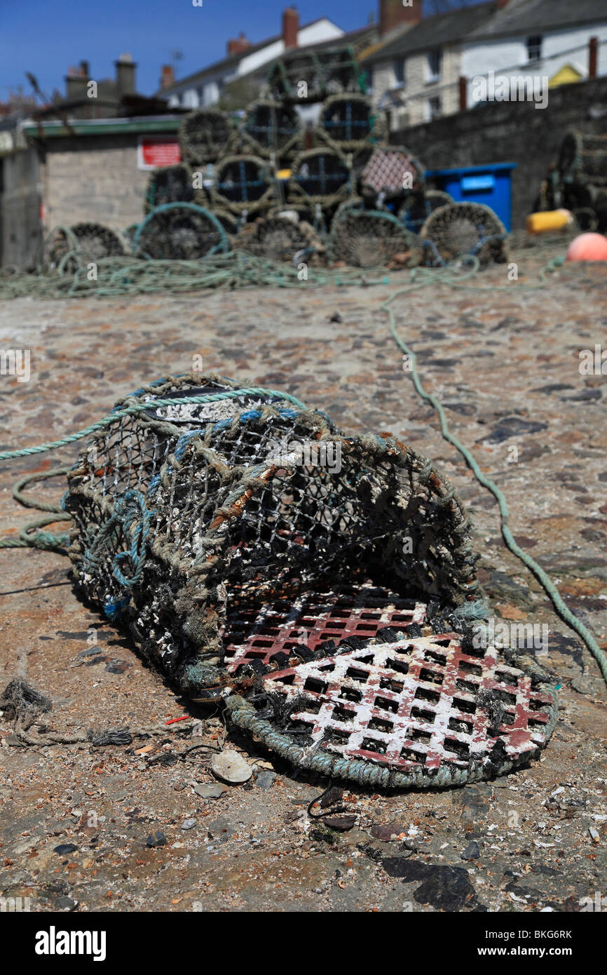 Crab pot in Charlestown Cornwall England Stock Photo - Alamy