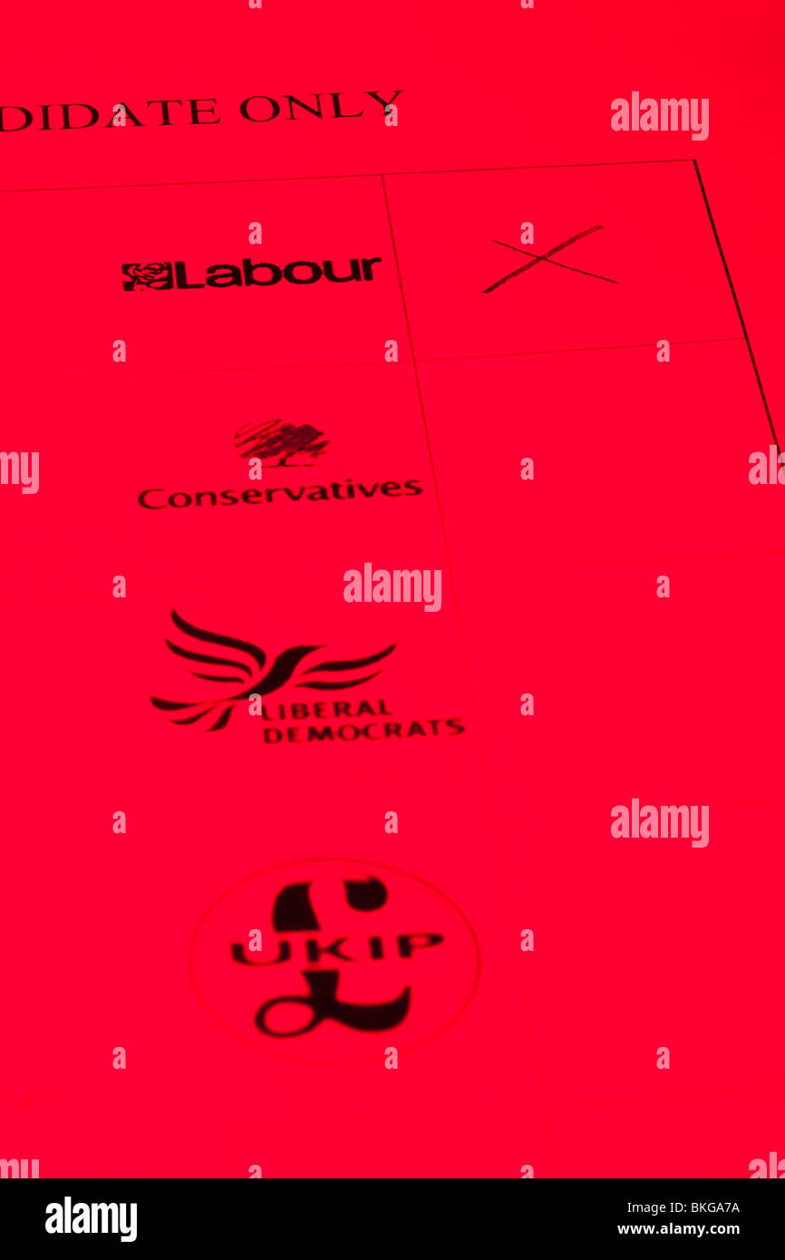 Mock up of UK General Election ballot paper showing vote for Labour ...