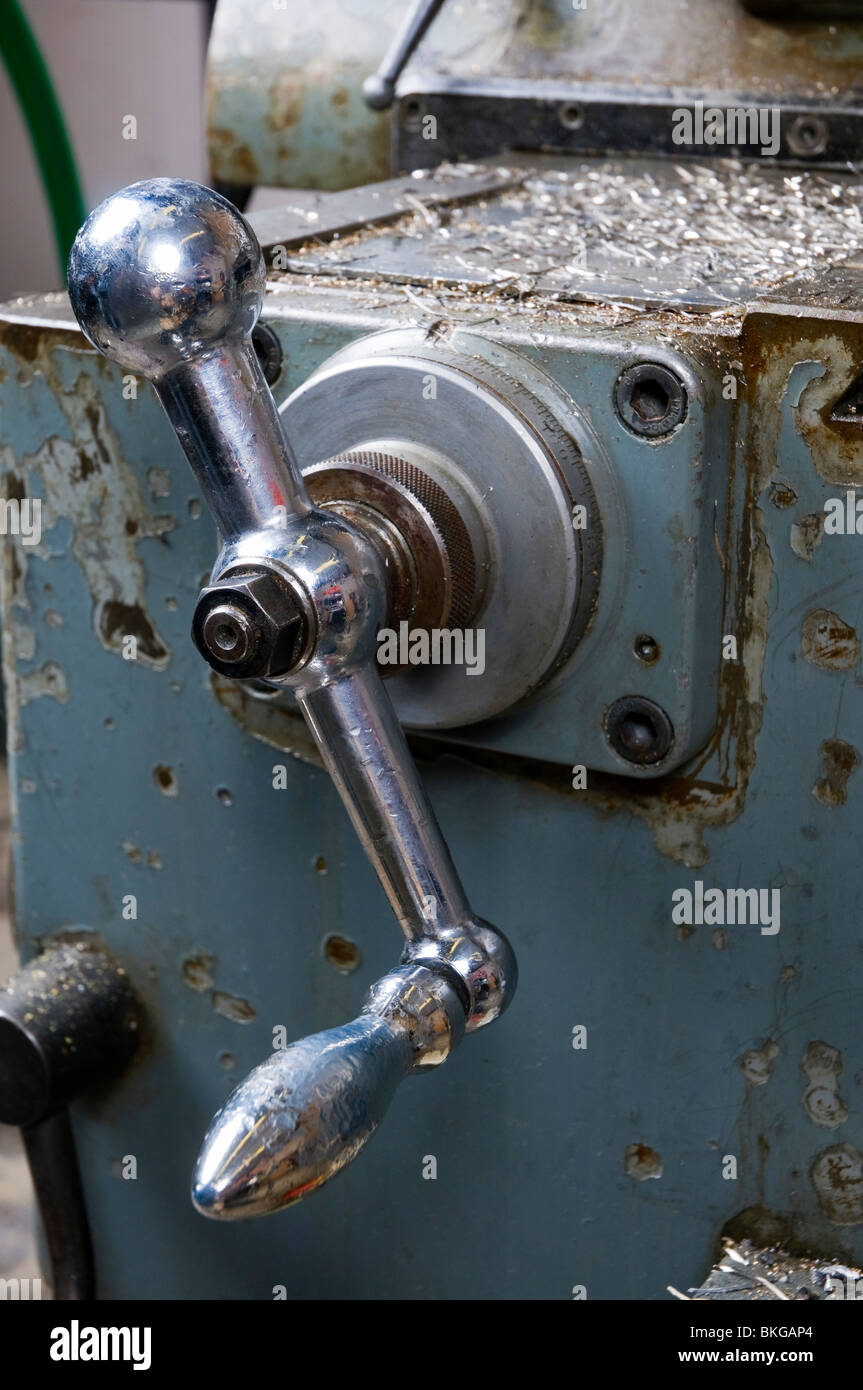 detail of the cross feed handle of a Kondia milling machine. Precision ...