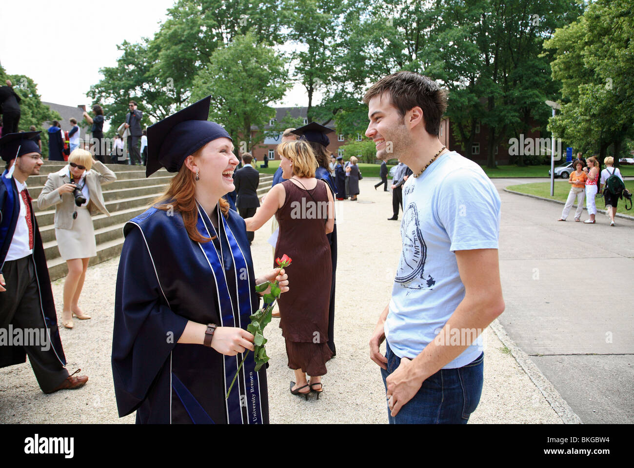 A graduate with her boyfriend, Jacobs University Bremen, Germany Stock ...