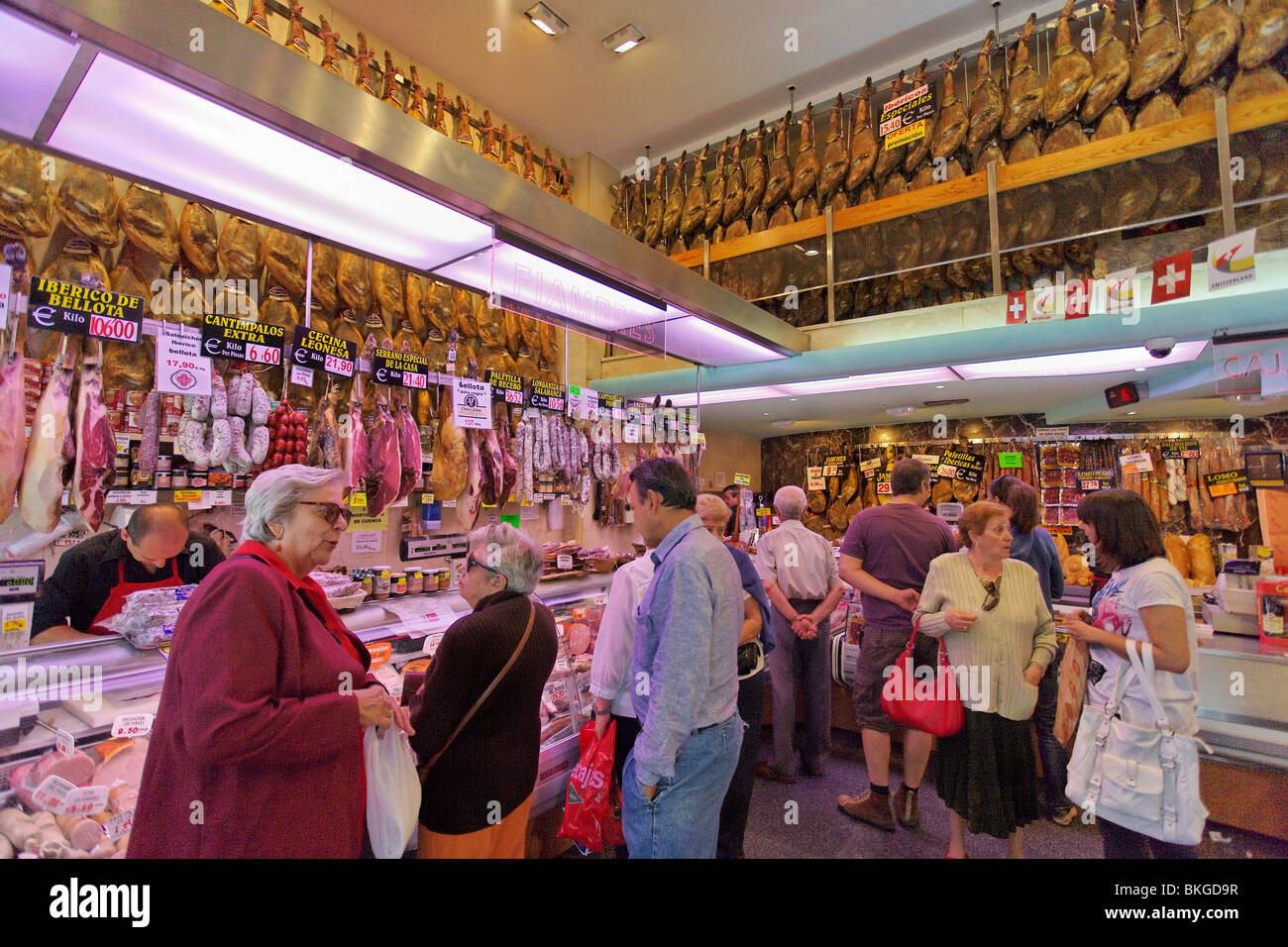 Customers in a butchery, Madrid, Spain Stock Photo - Alamy