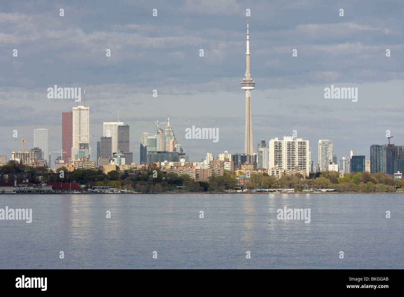 overcast day toronto cn towner downtown lake cross financial district ...