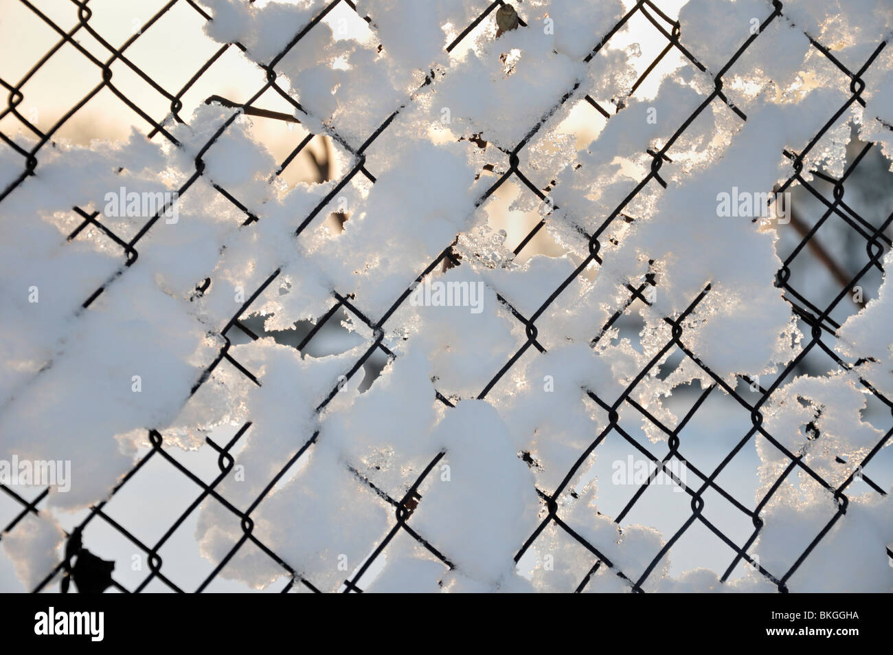 Fence with snow Stock Photo - Alamy