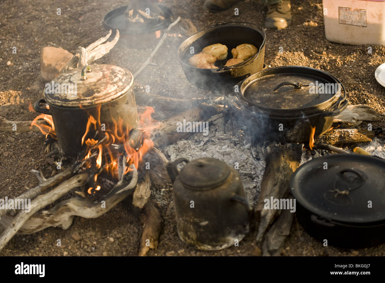 Food cooking on camp fire, namibia, africa Stock Photo - Alamy