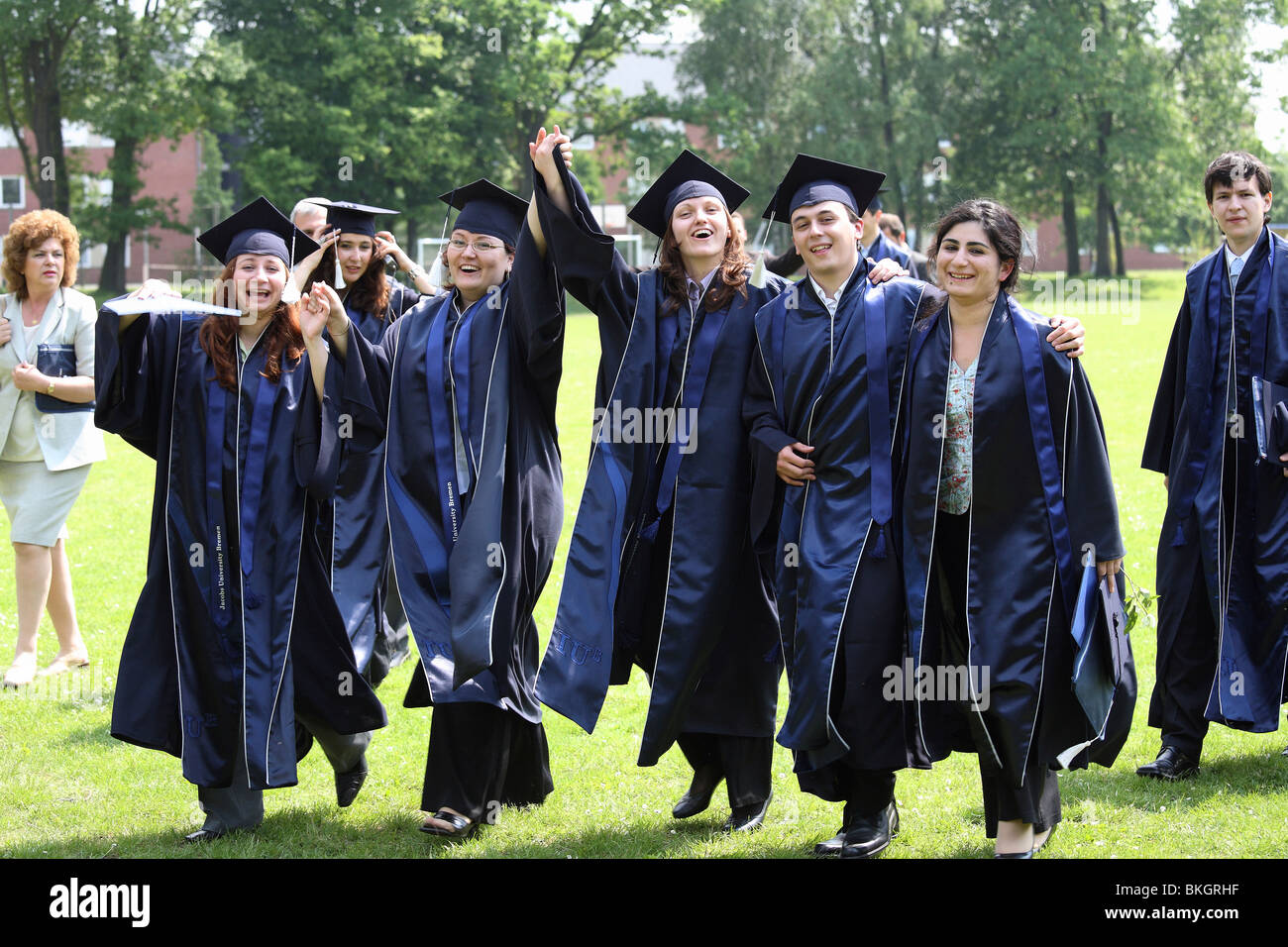 Graduates after the graduation ceremony at the Jacobs University Bremen ...