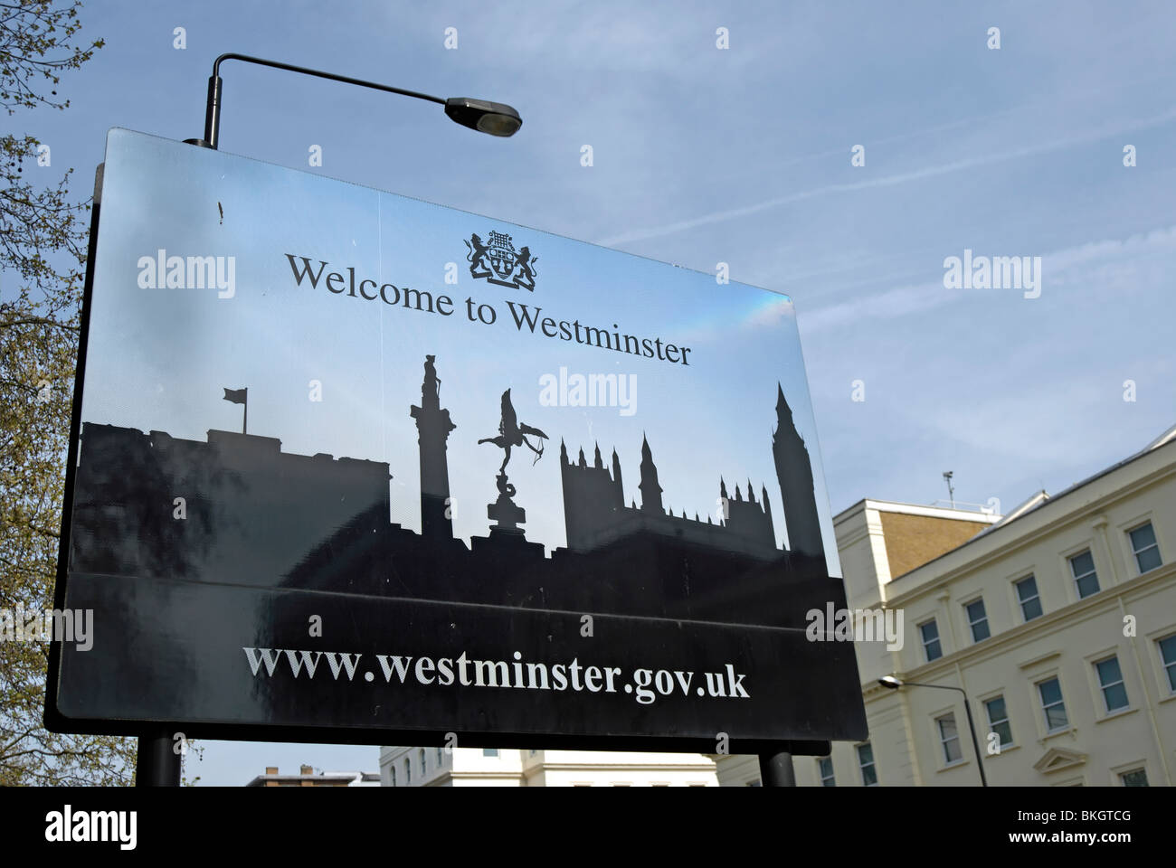 welcome to westminster sign on vauxhall bridge road, london, england ...