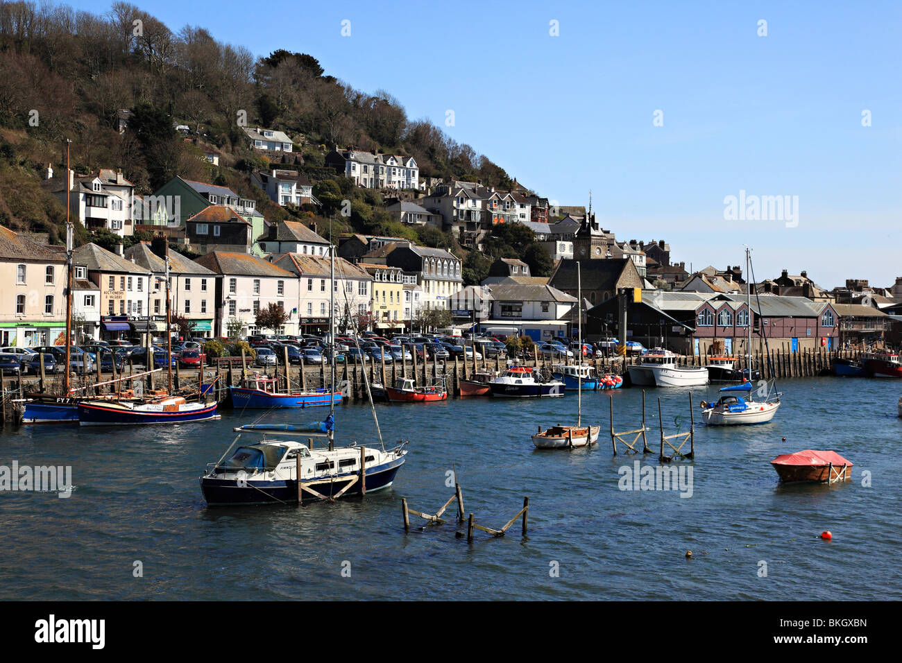Boats on the river Looe in Looe town Cornwall England Stock Photo - Alamy