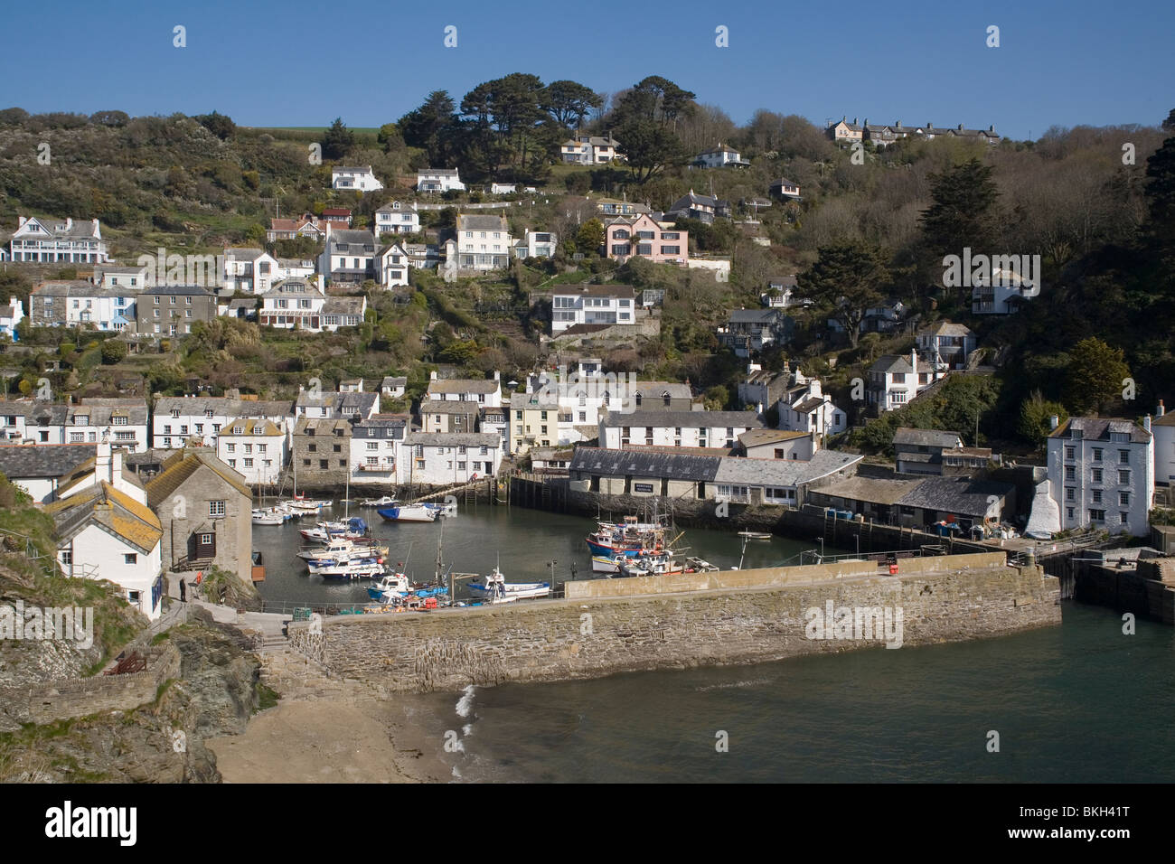 England Cornwall Polperro harbour Stock Photo - Alamy