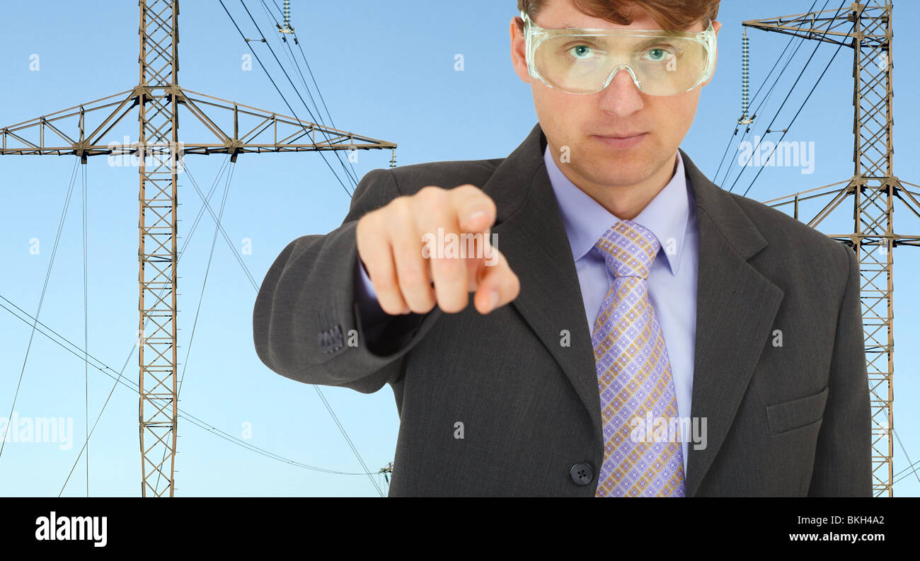 Safety engineer in electrical networks strictly pointed his finger ...