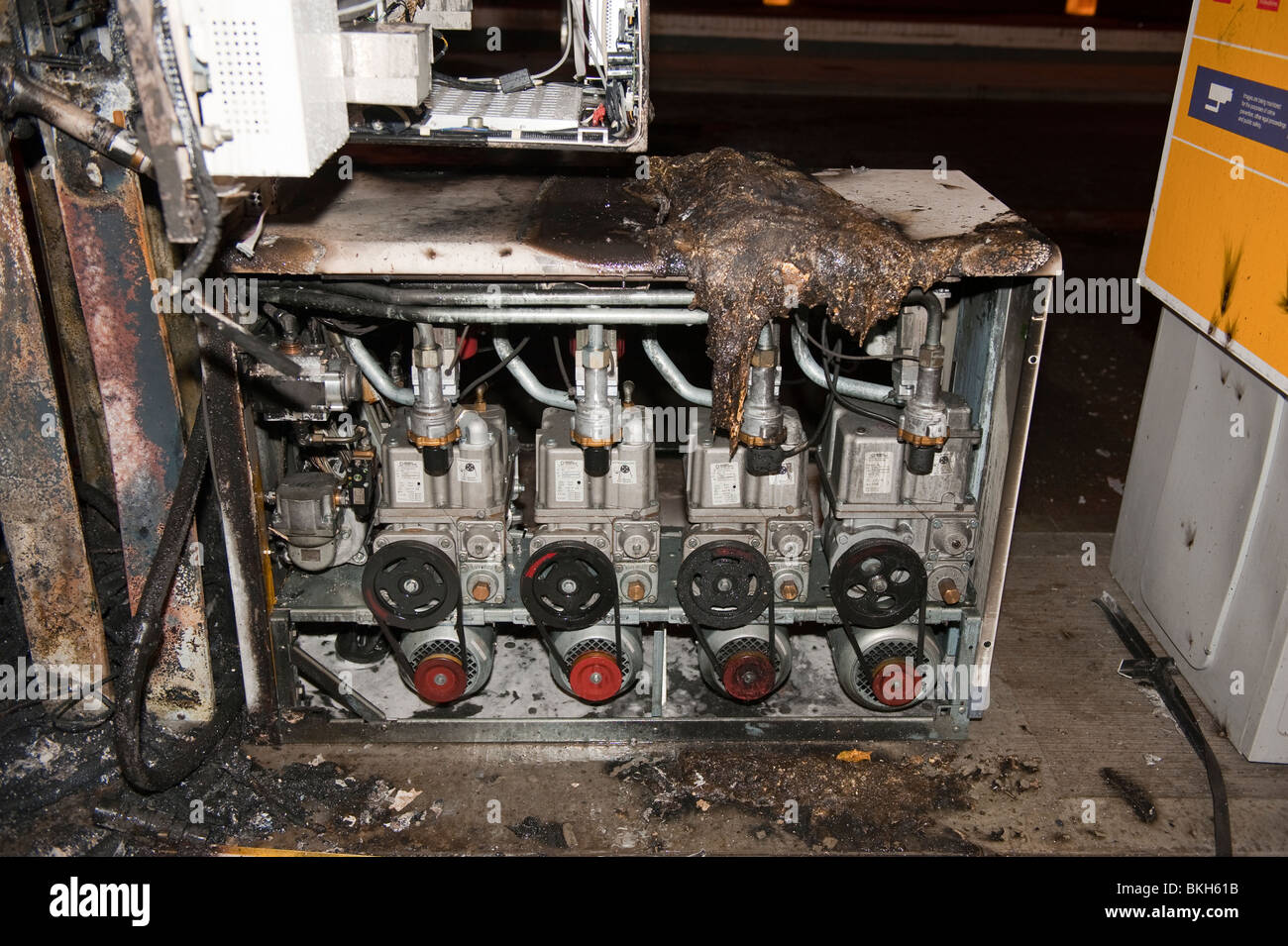 Petrol station fuel pump destroyed by accidental fire whilst filling ...