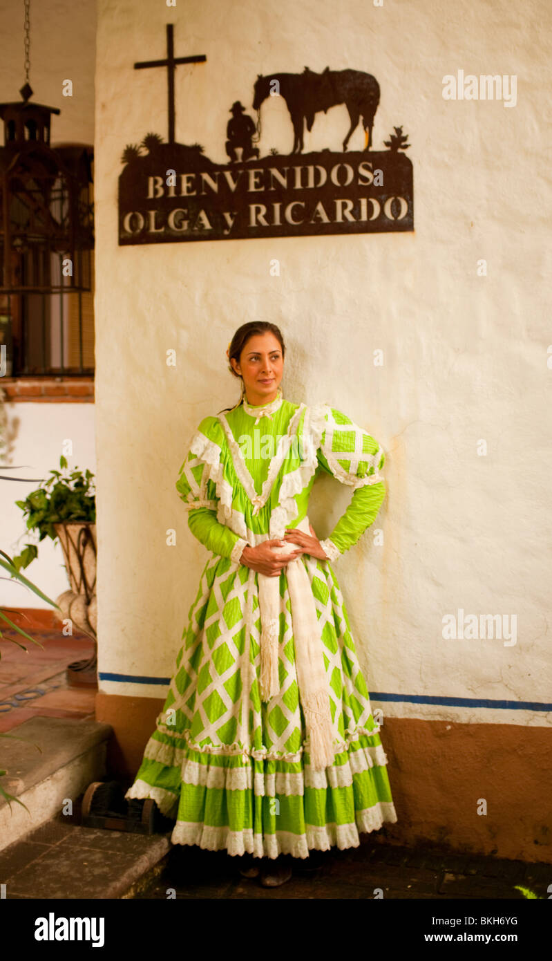 Guadalajara, Mexico, Charro woman Senorita Olga Zermeno in Traditional ...