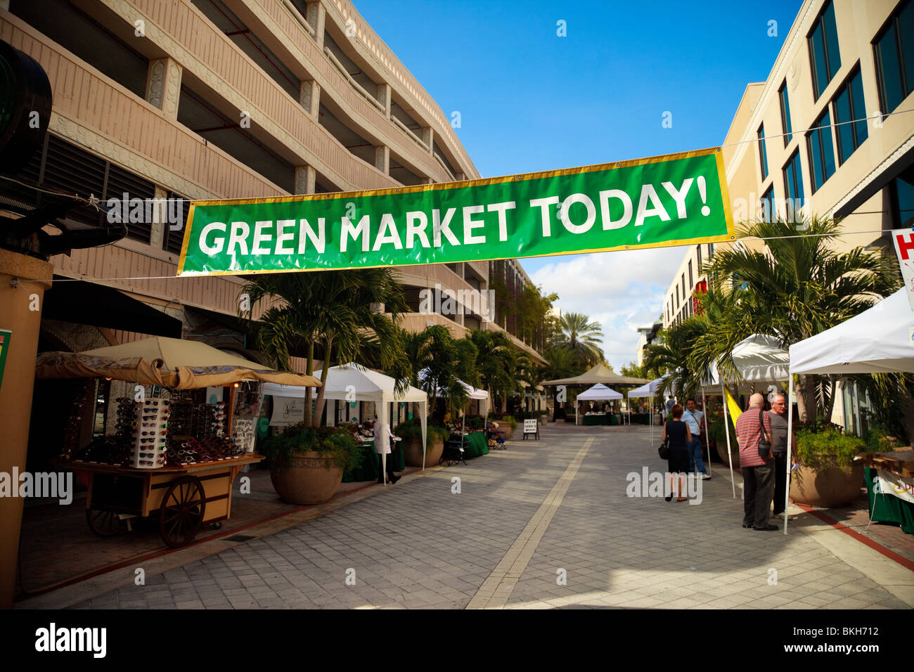 Entrance to Green Market in Coconut Grove Florida Stock Photo - Alamy