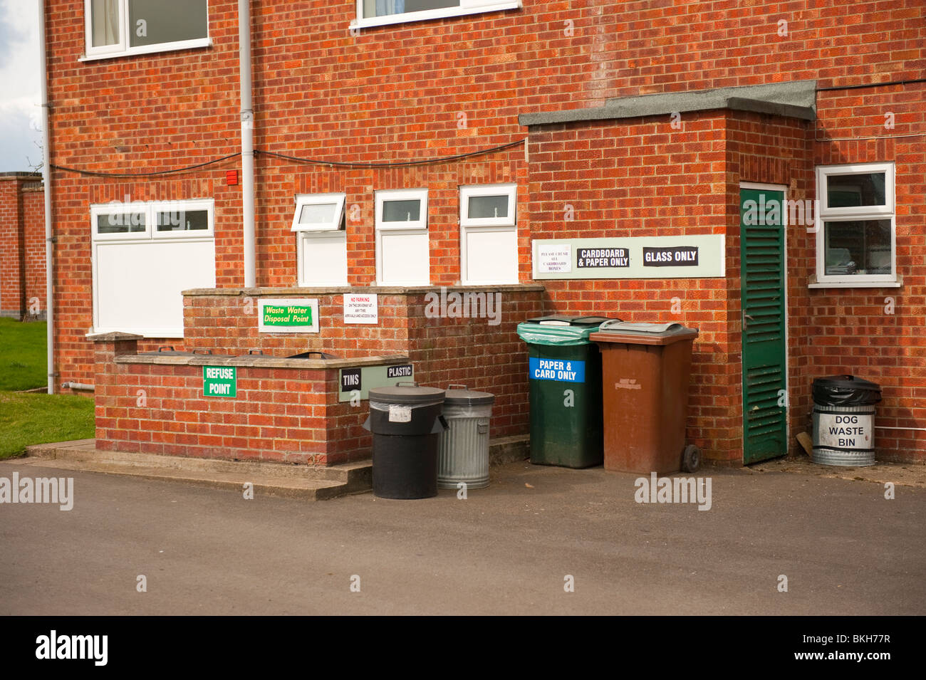 Caravan site waste recycling point Stock Photo - Alamy