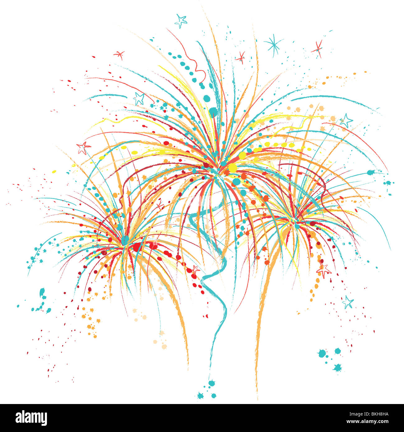 Hand drawn illustration of Fireworks Stock Photo - Alamy
