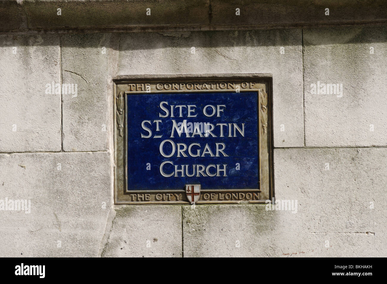 Plaque marking location of St Martin Orgar, which was a church in the ...