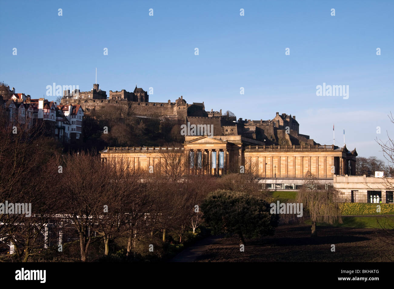 A spring morning view of the National Gallery of Scotland, with ...