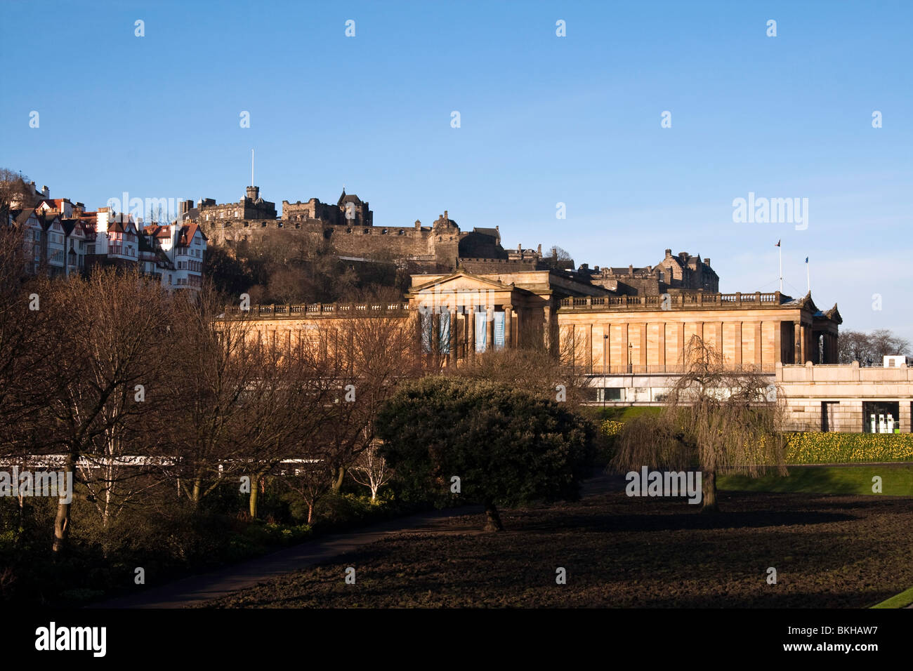 A spring morning view of the National Gallery of Scotland, with ...
