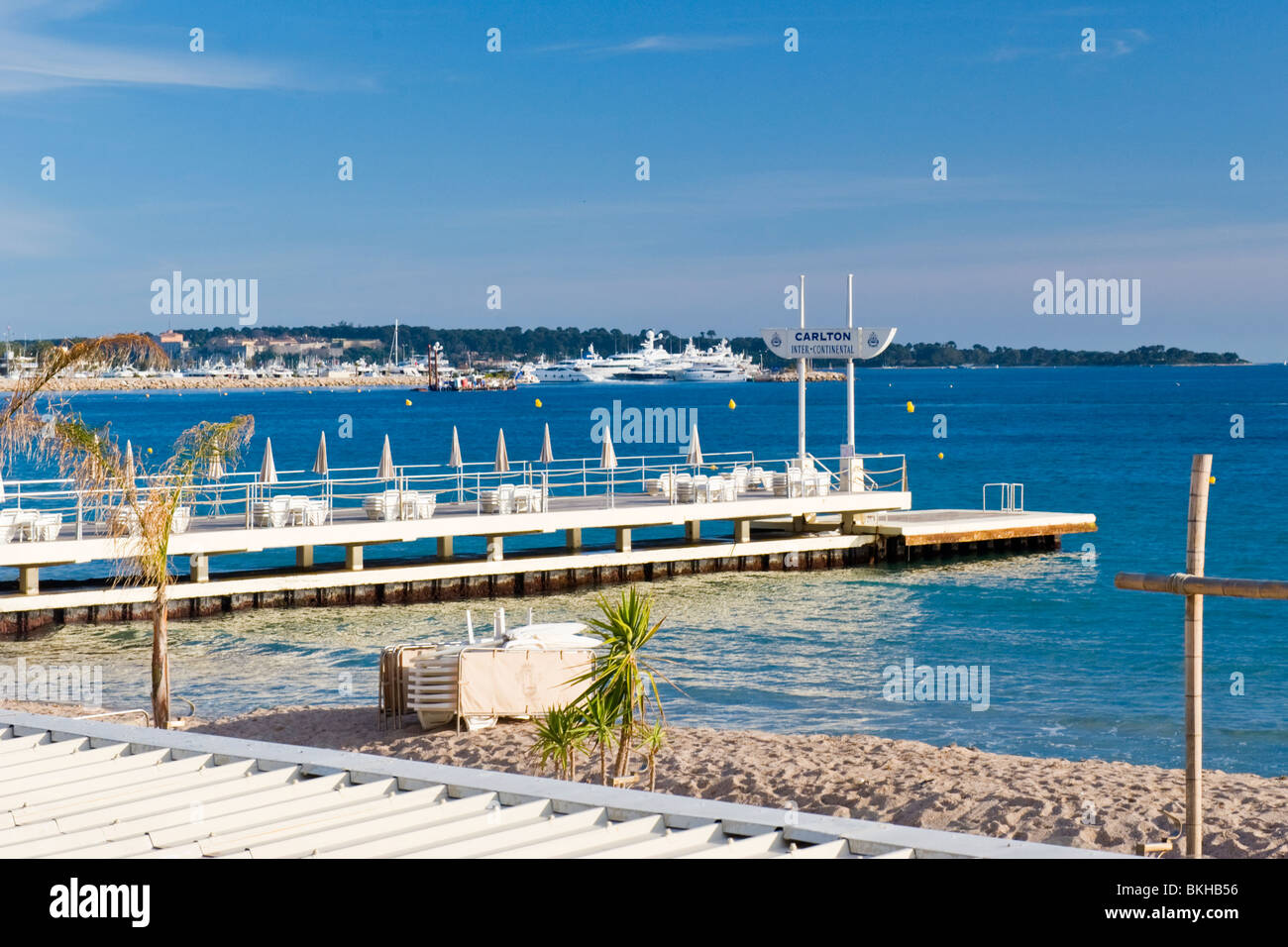 Cannes , La Croisette , the Carlton Intercontinental beach & jetty or ...