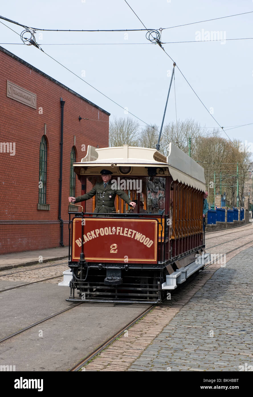 Former Blackpool tram in use at the National Tramway Museum in Crich ...
