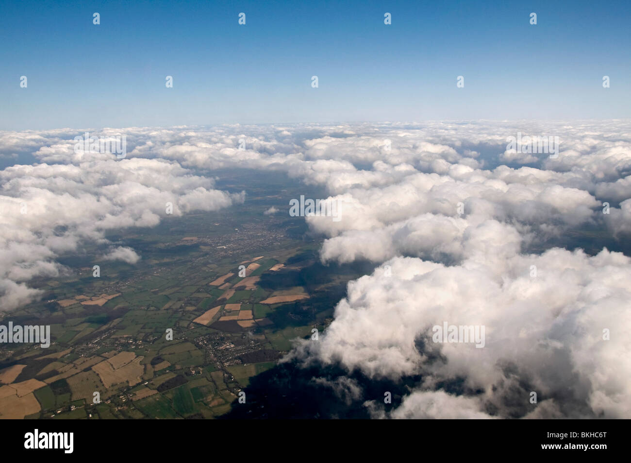 fields and the land shot from above over Europe shot from above the ...