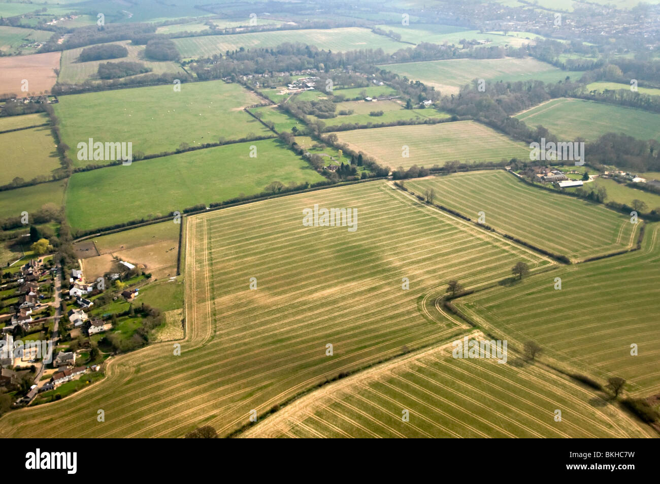 plowed field from above near luton uk Stock Photo - Alamy