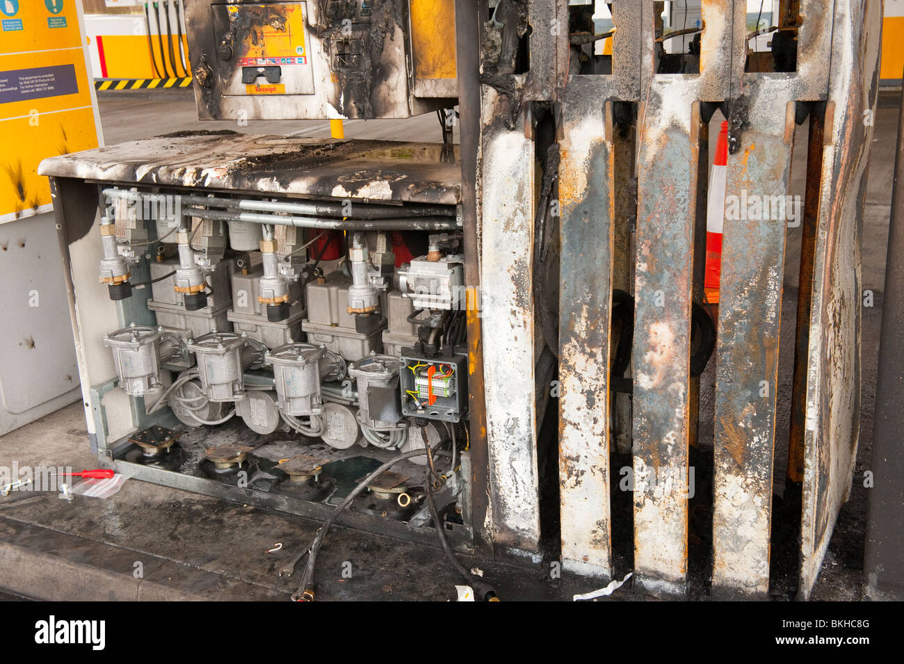 Petrol station fuel pump destroyed by accidental fire whilst filling ...