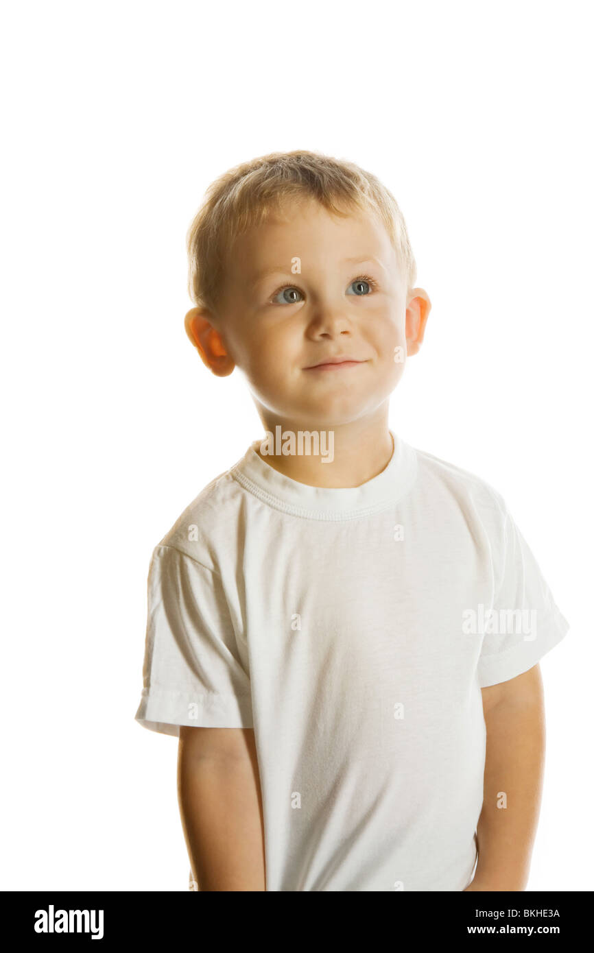Little boy in a white T-shirt Stock Photo - Alamy