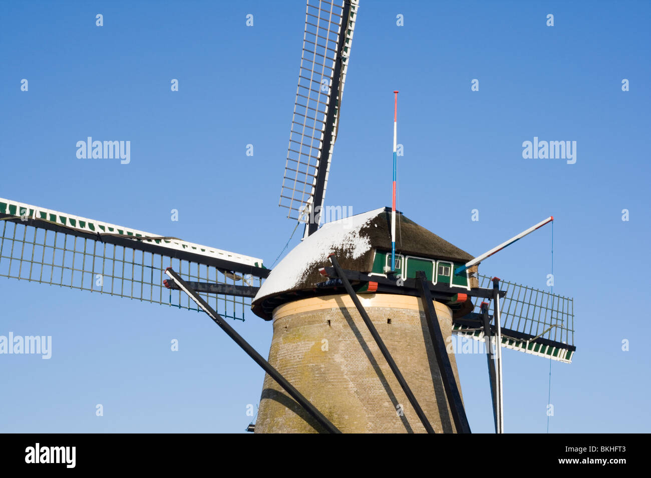 Close up of a Dutch windmill with a clear blue sky Stock Photo - Alamy