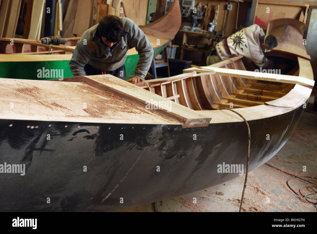 Carpenters building a Gondola in a workshop in Venice Stock Photo - Alamy