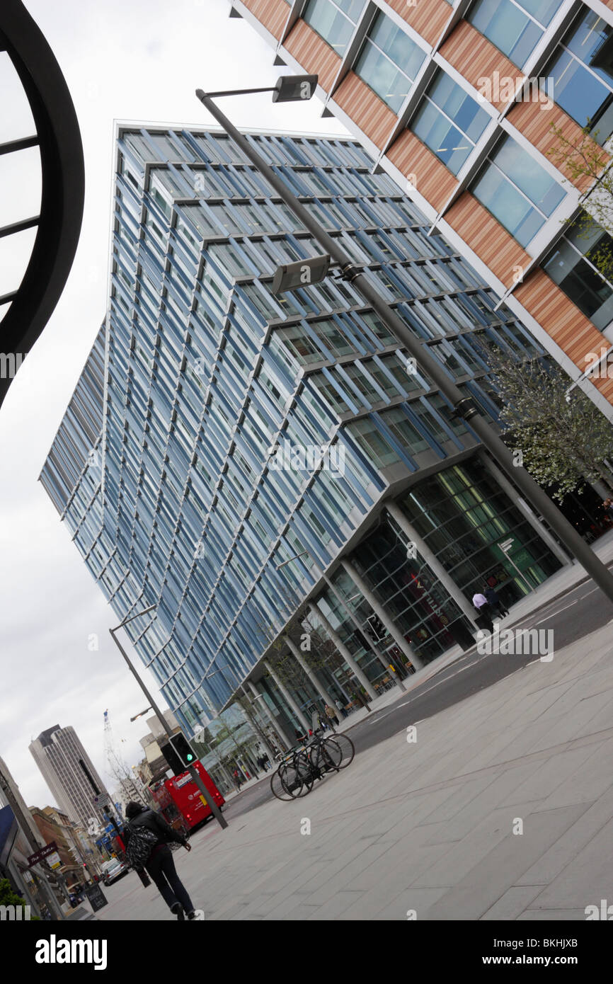 Angled view of the modern office and shopping development, the Blue Fin ...