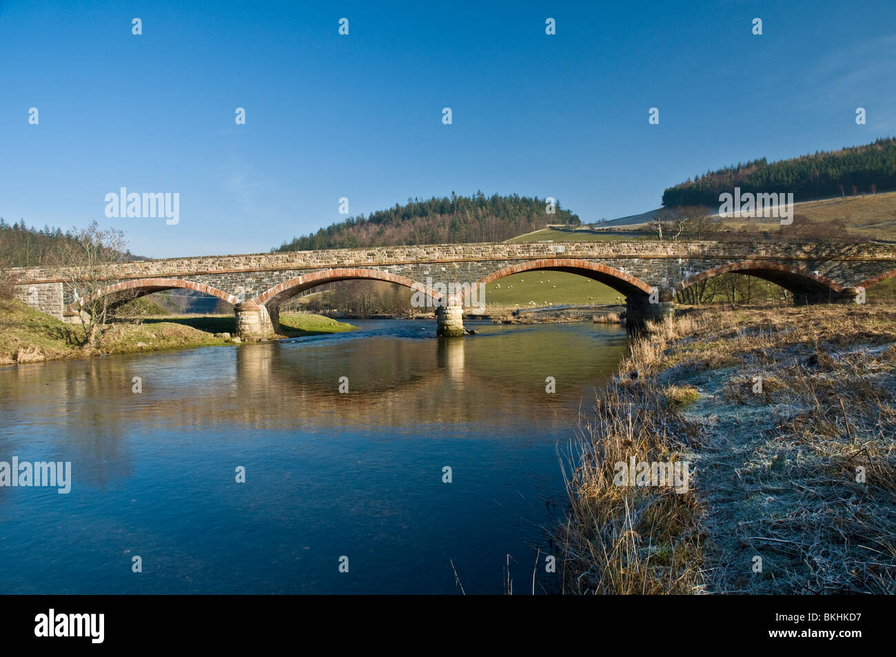 Bridge over the River Tweed Nr Peebles Scottish Borders Scotland Stock ...