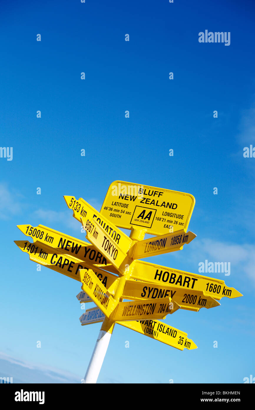 The Stirling Point Signpost at the southern tip of Bluff, near ...
