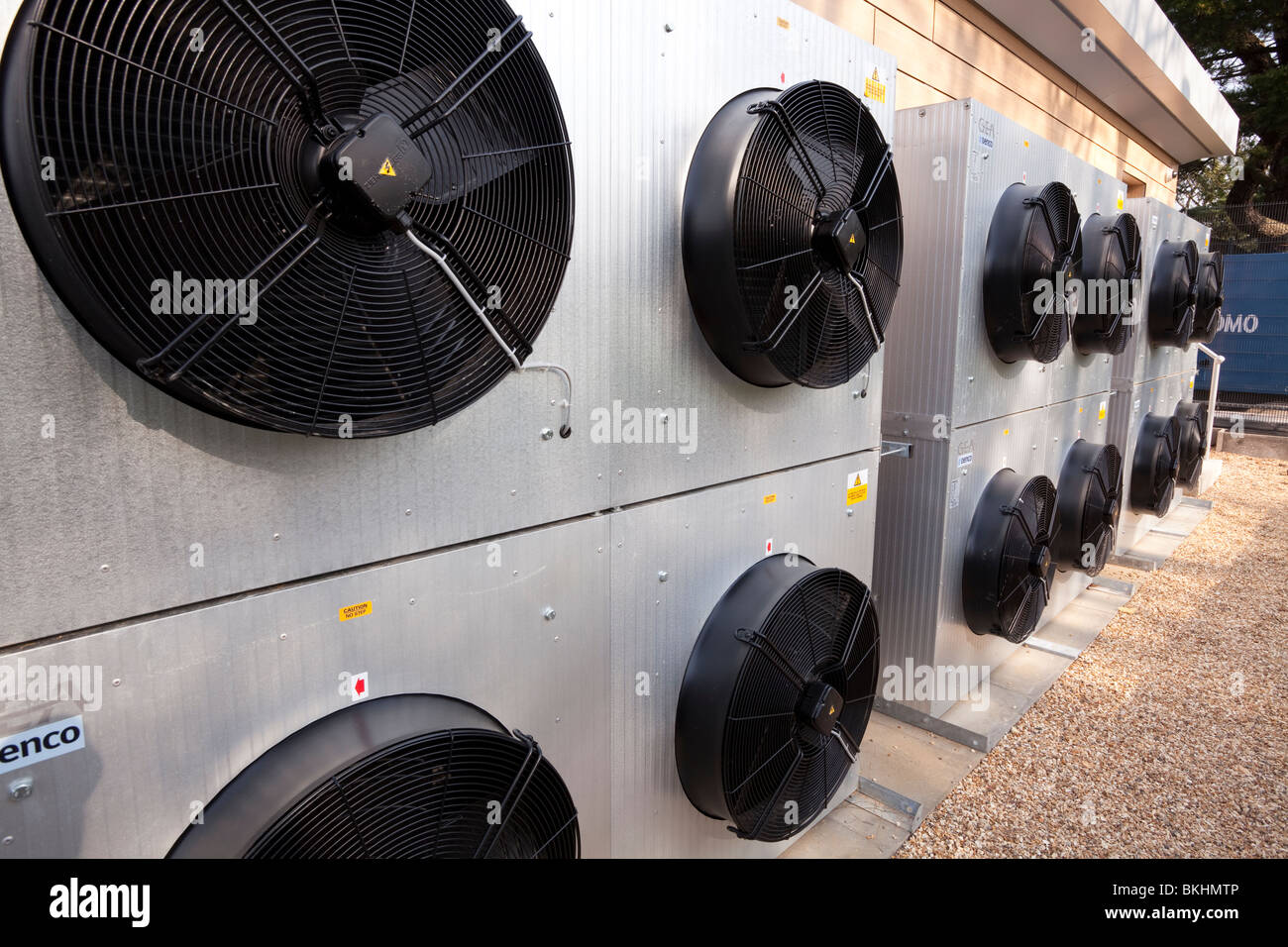 Exterior mounted air conditioning units on computer server building ...