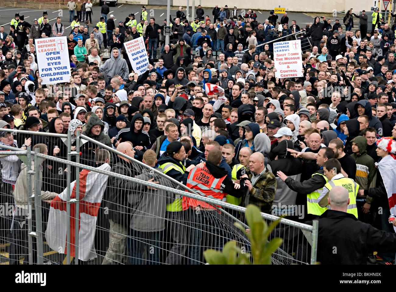 English defense league right wing protest again mosque in dudley march ...