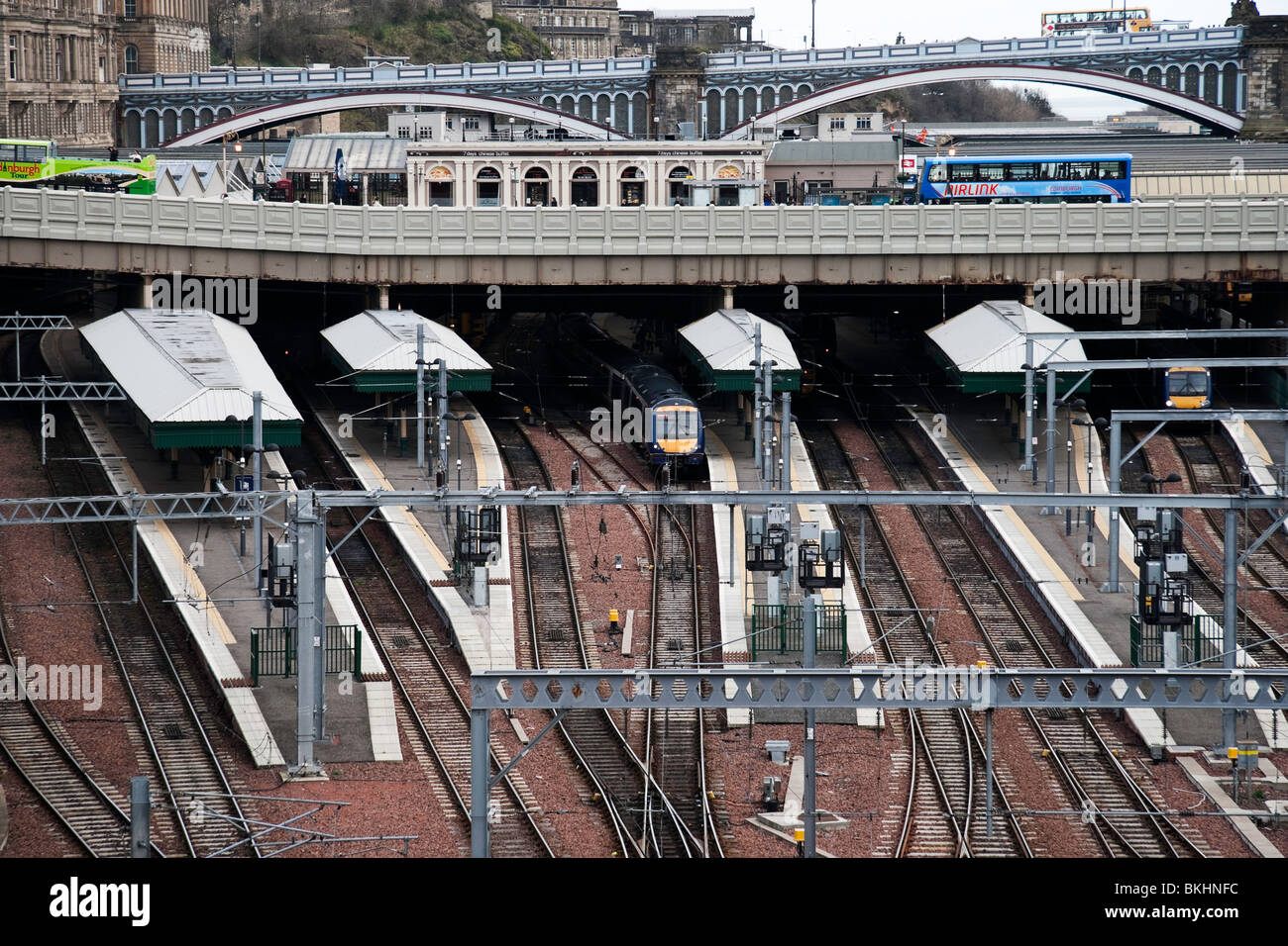 A view of the west entrance of Edinburgh's Waverly train station with ...