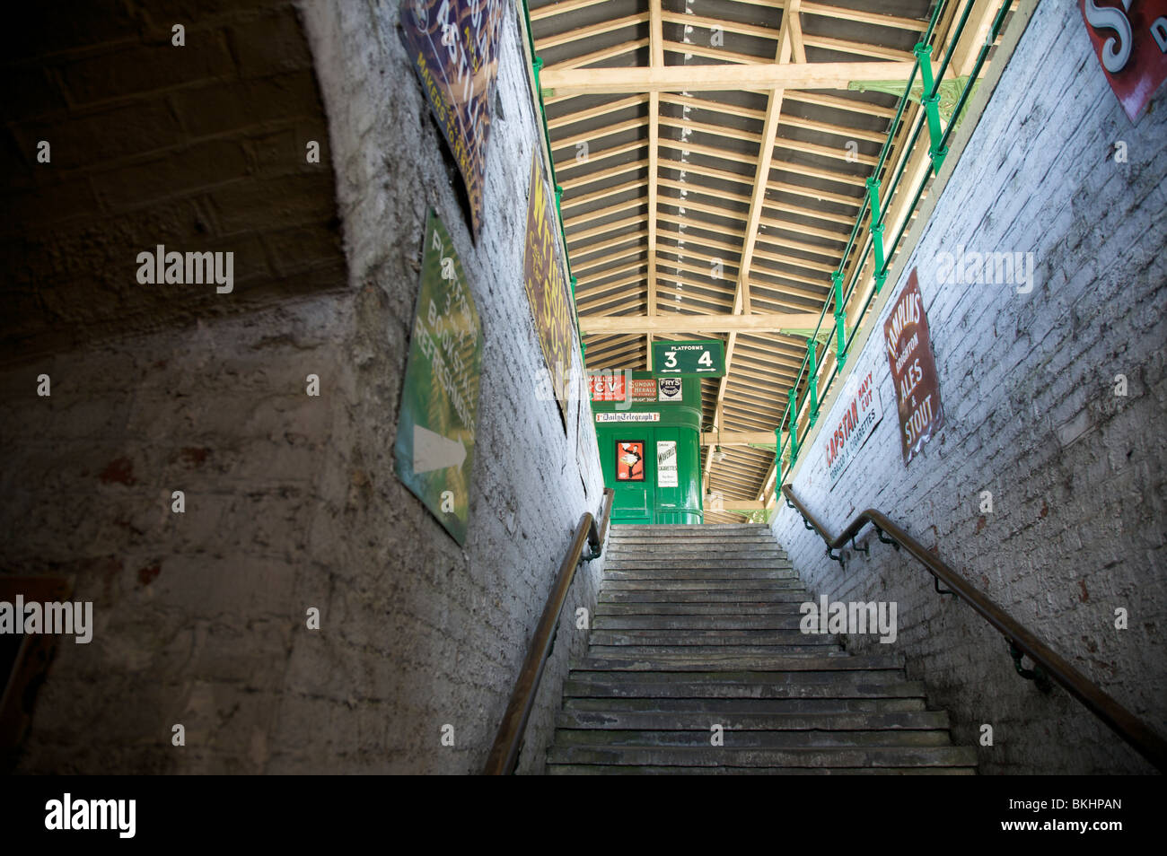 Stairs leading to a railway station platform Stock Photo - Alamy