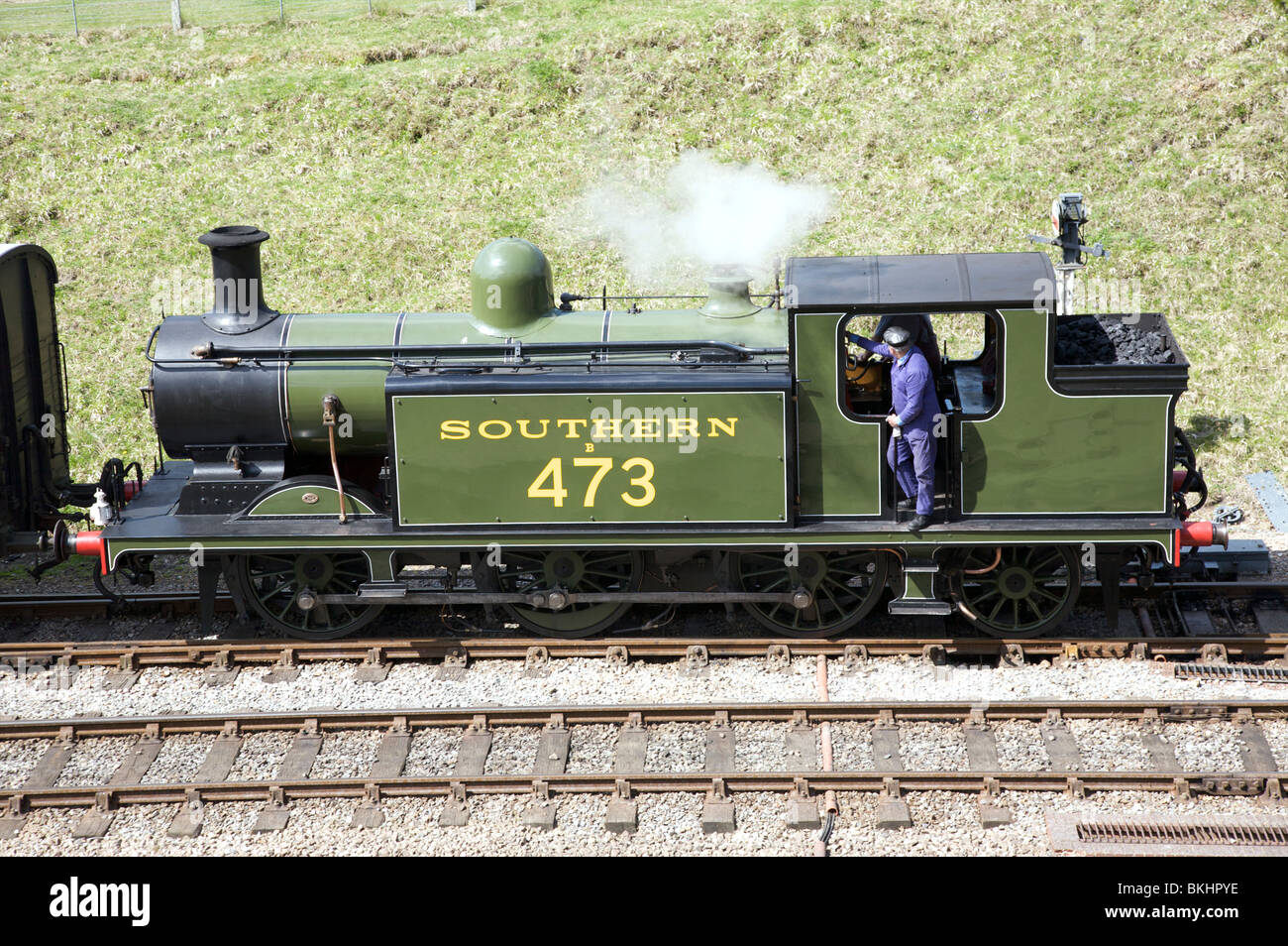 Southern 473 Steam Locomotive shunting along a railway line Stock Photo ...