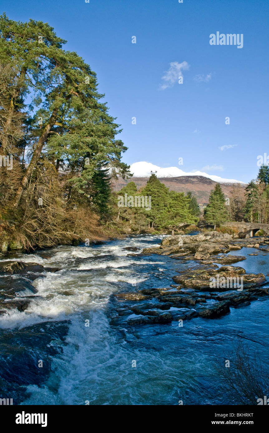 River Dochart & Falls of Dochart Killin Stirling District in winter ...