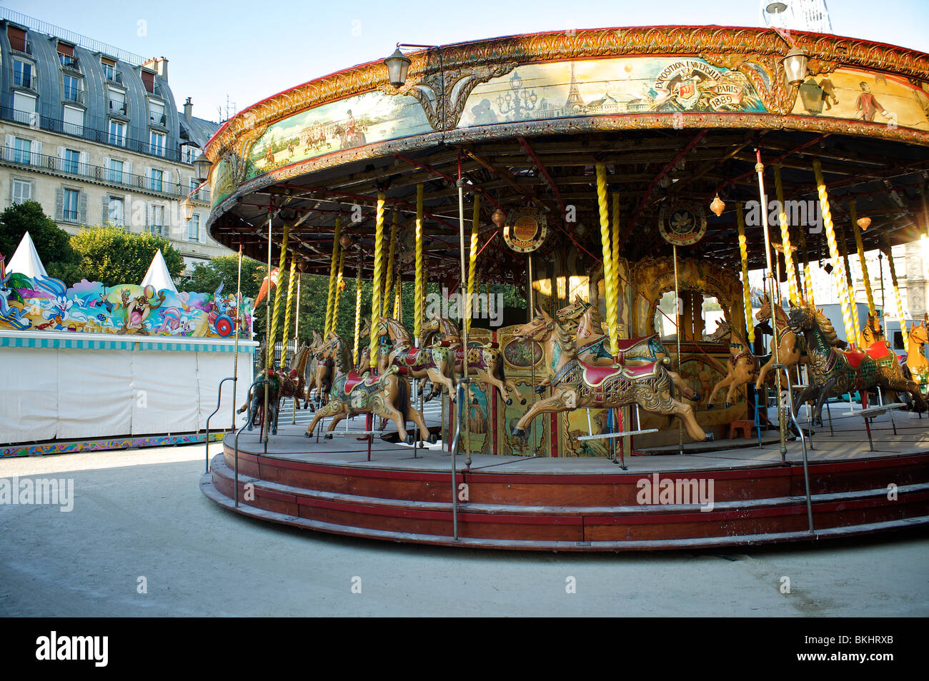 Traditional carousel in Parisian fun fair Stock Photo - Alamy