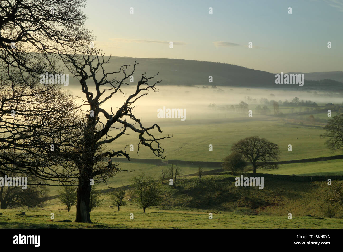 Dawn near to Cononley near Skipton, and the Aire Valley in North ...
