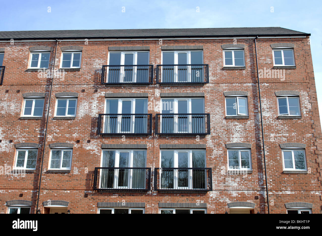 New buildings with efflorescence on brickwork, UK Stock Photo - Alamy
