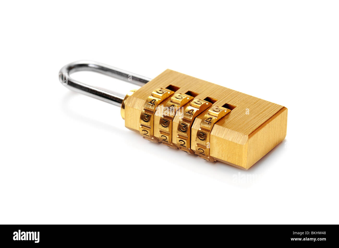 Brass code number padlock isolated on white Stock Photo - Alamy