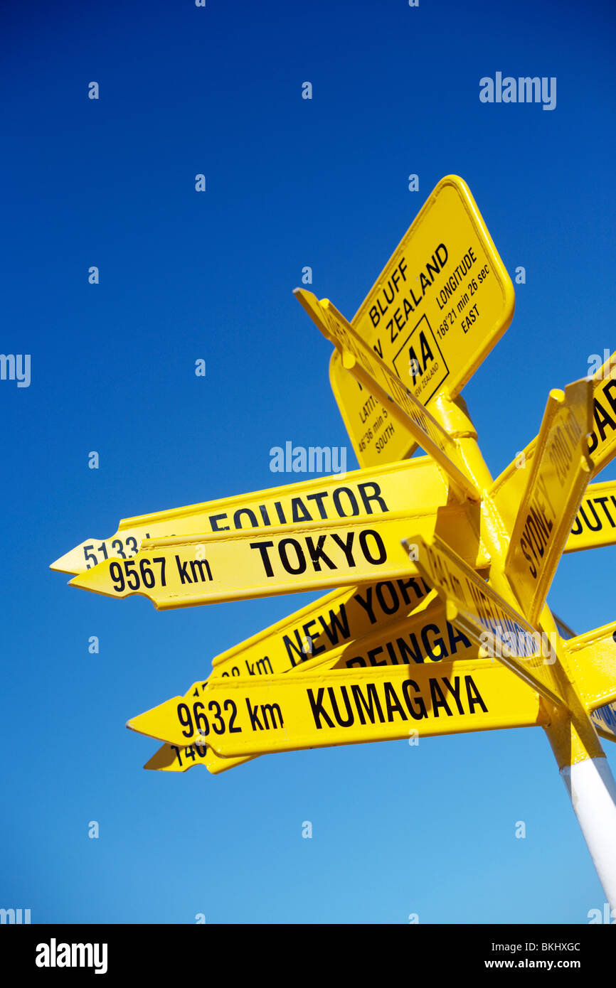 The Stirling Point Signpost at the southern tip of Bluff, near ...