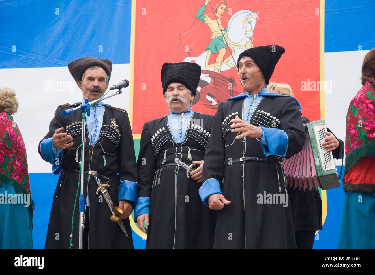 Caucasus men performing at a festival in Georgievsk, Russia Stock Photo ...