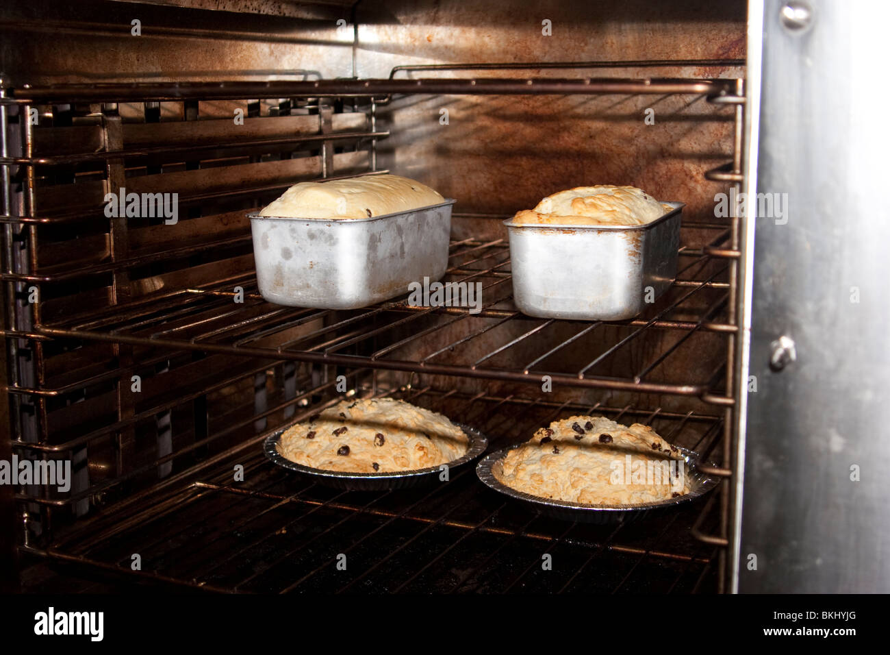 Homemade bread baking in oven Stock Photo - Alamy