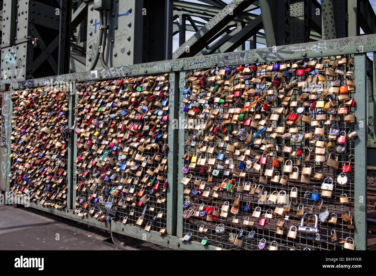 Padlocks as a symbol for friendship and love on Hohenzollernbruecke ...