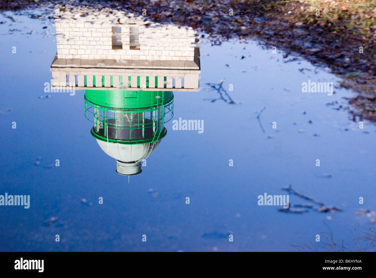 Bright reflection of Lighthouse in Normandy Stock Photo - Alamy